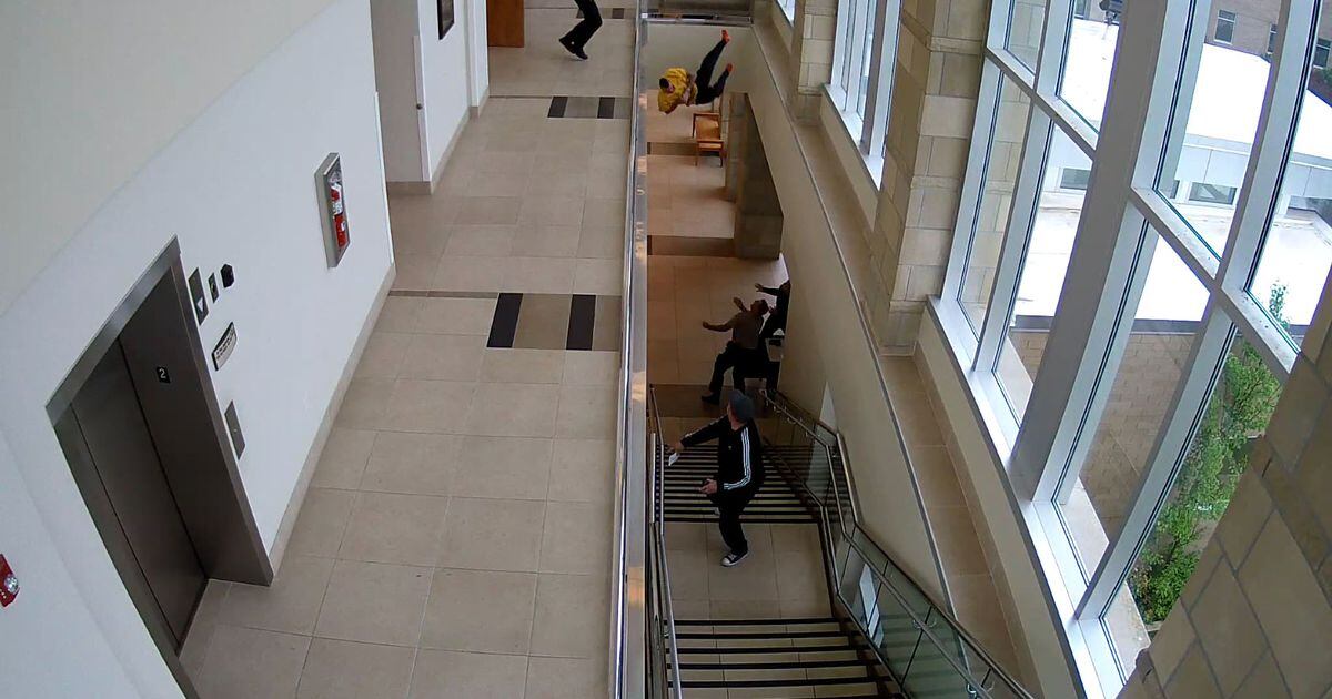 Surveillance video shows Utah County inmate tumble over second-story ...