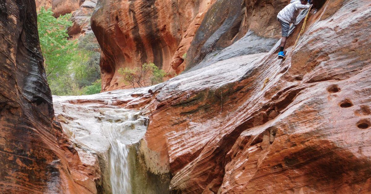 For a hike and a swim, explore the towering red rock, waterfall and ...