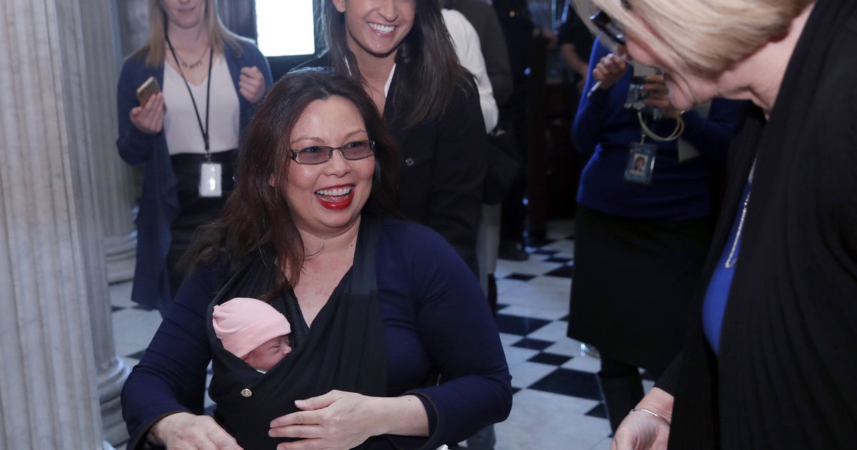 Awww: 10 days old, she makes Senate history in her pink cap