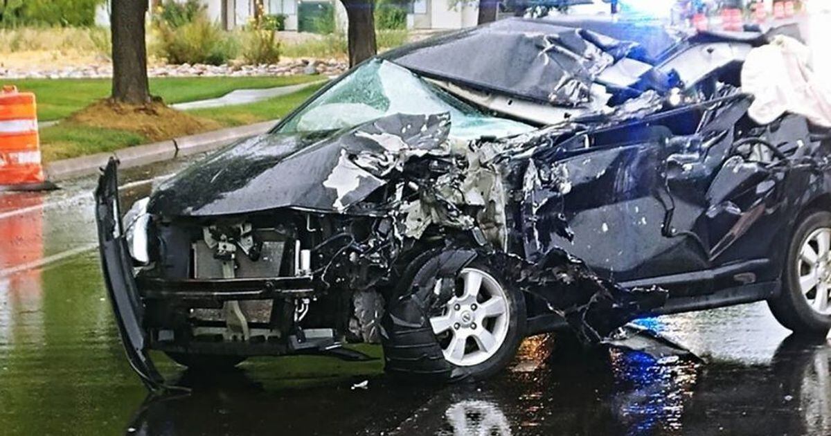 Sandy police: Speeding car slams into school bus, three other vehicles